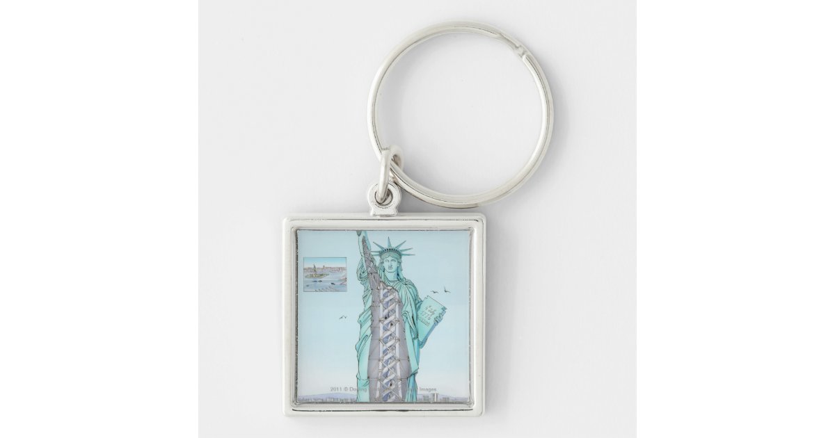 Cross section illustration of Statue of Liberty Keychain | Zazzle