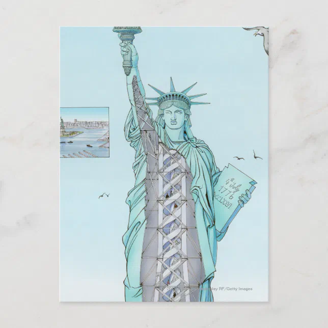 Cross section illustration of Statue of Liberty Postcard | Zazzle