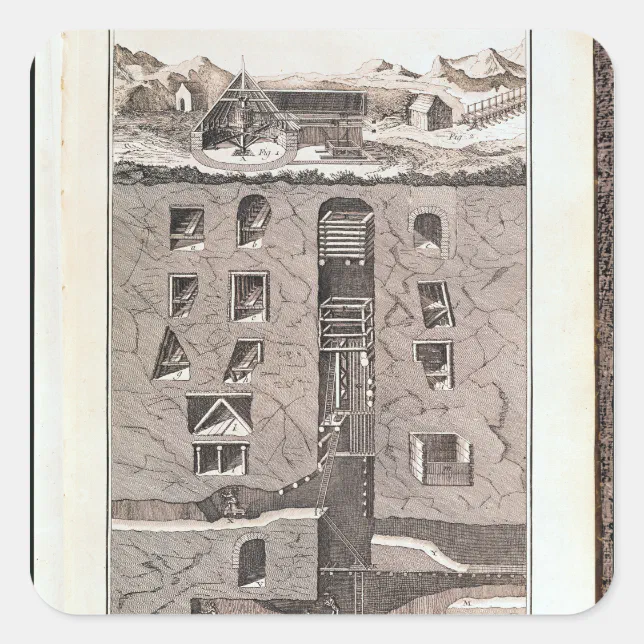 Cross-section of a mine square sticker | Zazzle