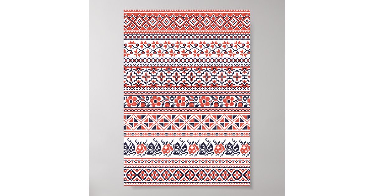 Cross-stitch design Patterns Poster | Zazzle