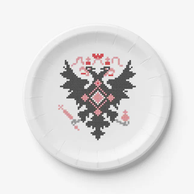 Cross-stitch RUSSIAN IMPERIAL TWO-HEADED EAGLE Paper Plates | Zazzle