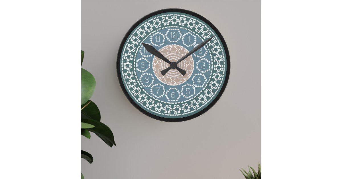 Cross Stitched Scandinavian Nordic Knit Wall Clock | Zazzle