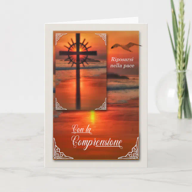 Cross Sunset Con la Comprensione Italian Sympathy Card | Zazzle
