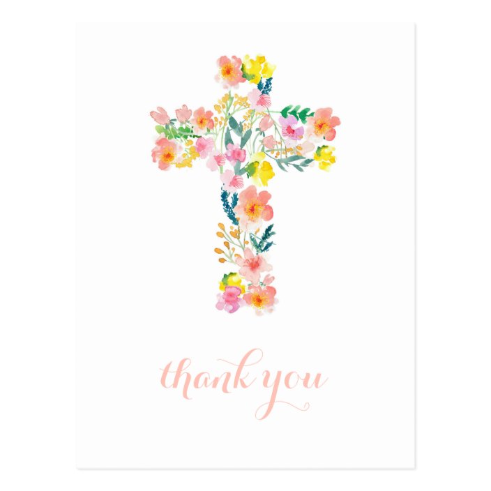 Cross thank you card, religious thank you note postcard | Zazzle.com
