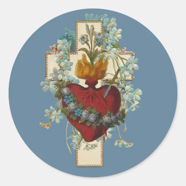 Cross Virgin Mary Immaculate Heart Religious Class Classic Round ...