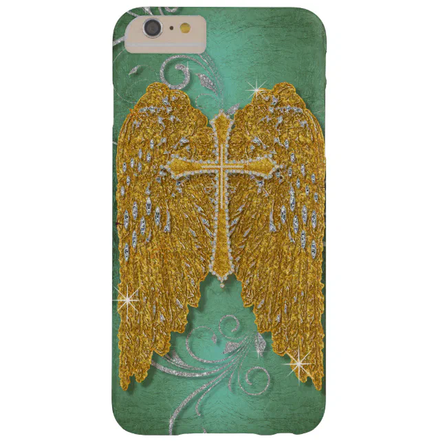 Cross w Glitter Diamond Jewel Look Angel Wings Case-Mate iPhone Case ...