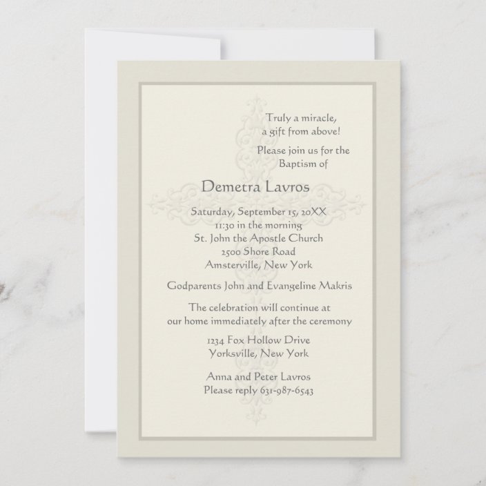 Cross Watermark Ecru Religious Invitation | Zazzle.com