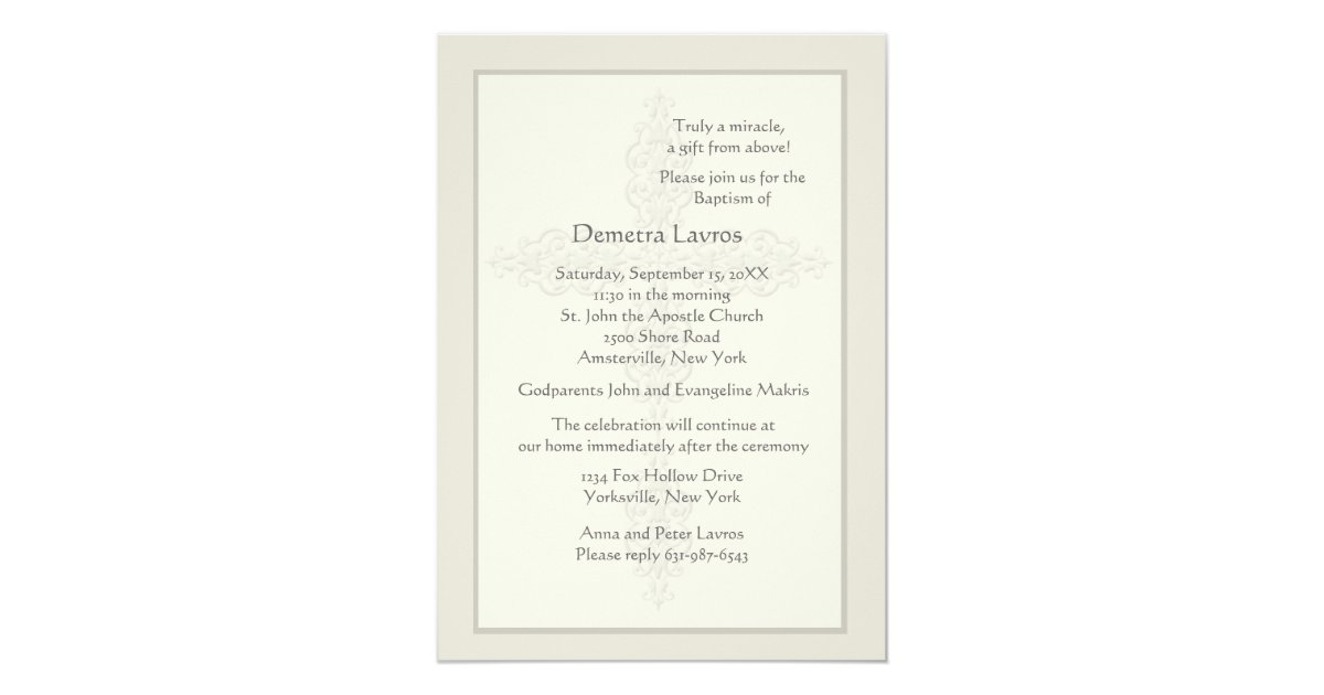Cross Watermark Ecru Religious Invitation | Zazzle.com