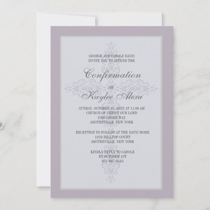 Cross Watermark Lavender Religious Invitation | Zazzle.com