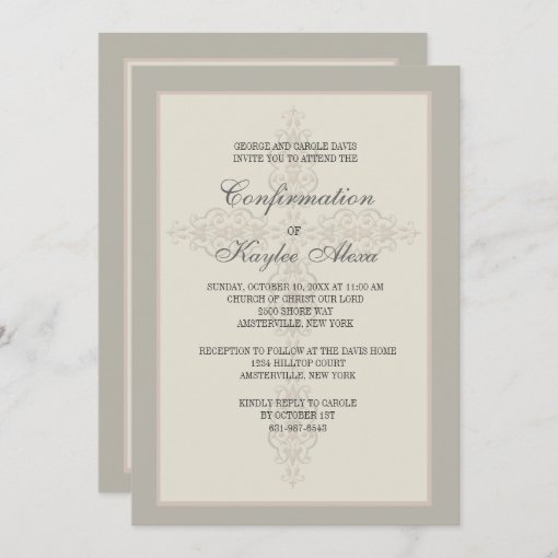 Cross Watermark Religious Invitation | Zazzle