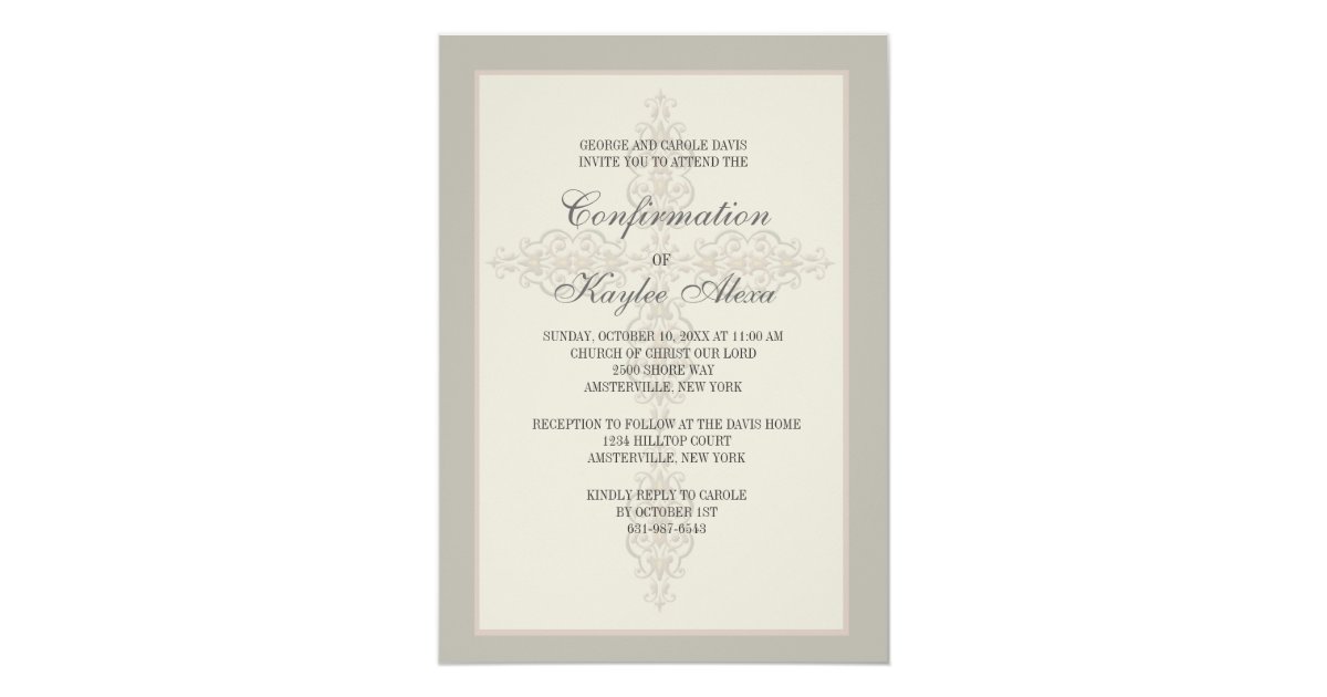 Cross Watermark Religious Invitation | Zazzle.com