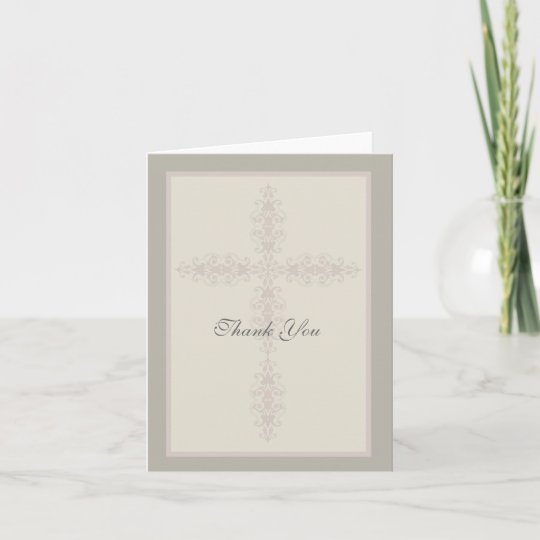 Cross Watermark Religious Thank You Card | Zazzle.com
