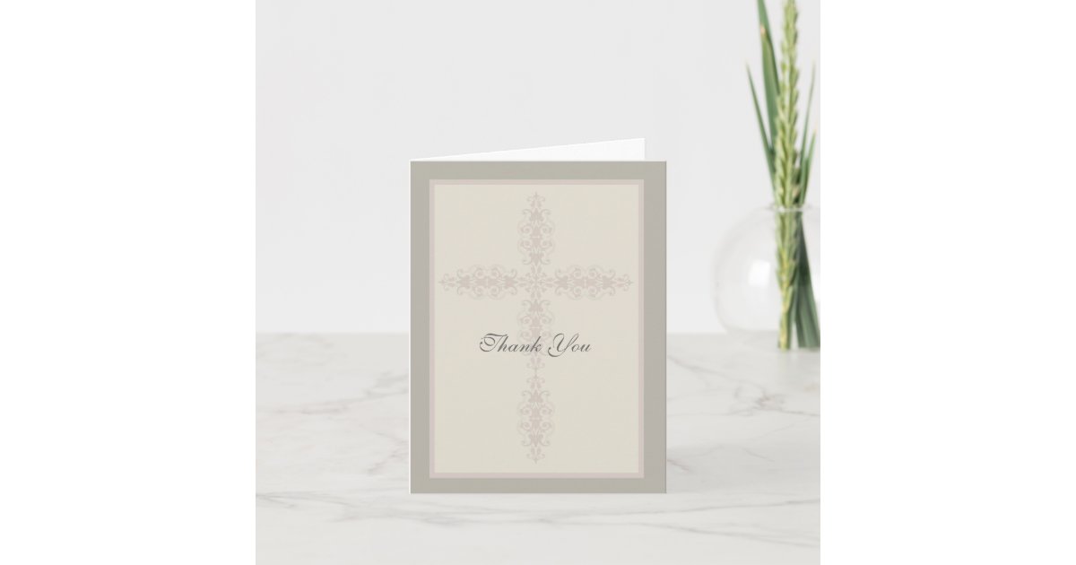 Cross Watermark Religious Thank You Card | Zazzle