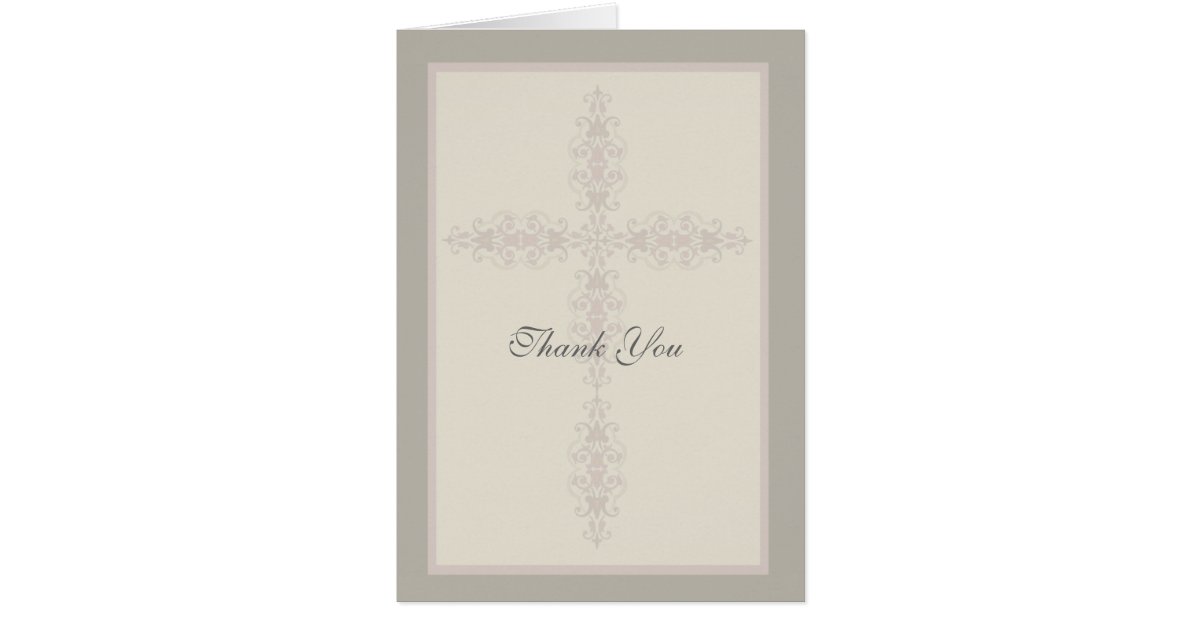Cross Watermark Religious Thank You Card | Zazzle