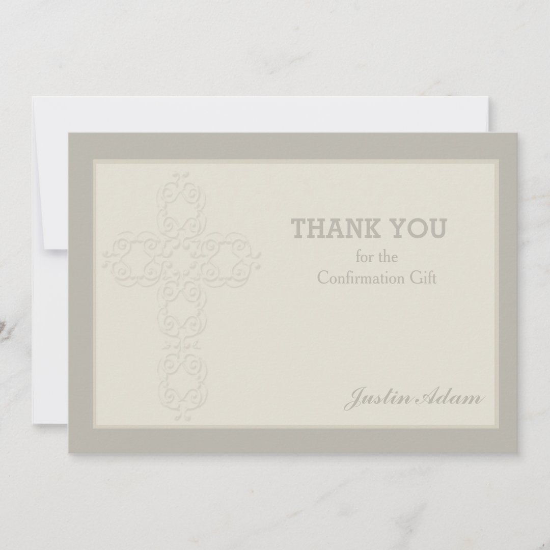 Cross Watermark Religious Thank You Notecard | Zazzle
