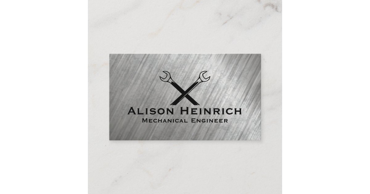 Cross Wrenches | Metallic Brushed Business Card | Zazzle