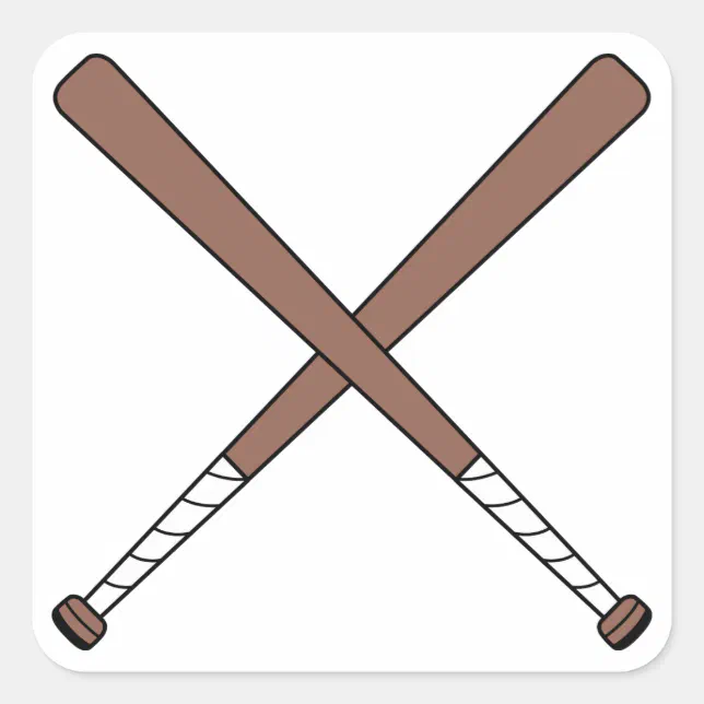 Crossed baseball Bats Square Sticker | Zazzle