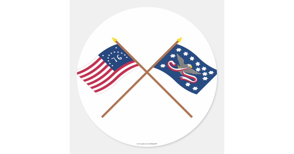 Crossed Bennington and Whiskey Rebellion Flags Classic Round Sticker ...