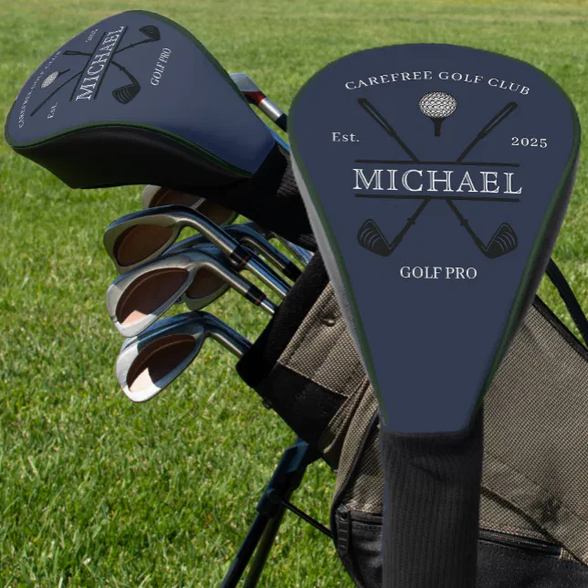 Crossed Clubs Golf Club Name Head Cover | Zazzle