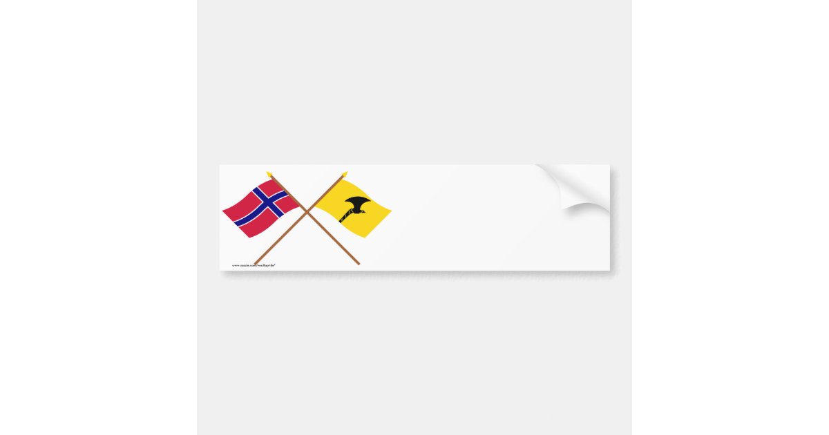 Crossed flags of Norway and Telemark Bumper Sticker | Zazzle