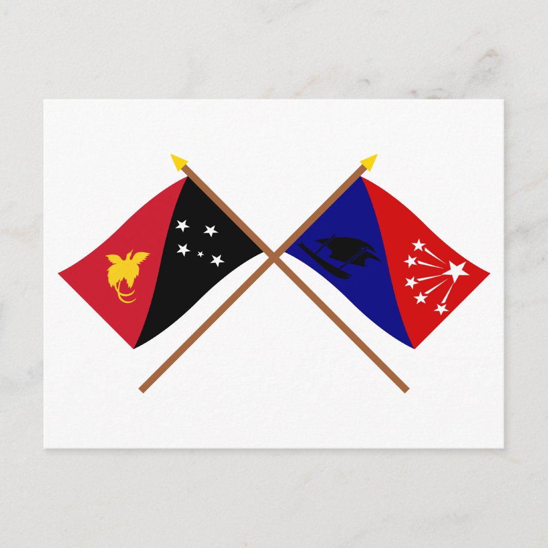 Crossed flags of PNG and Central Province Postcard | Zazzle