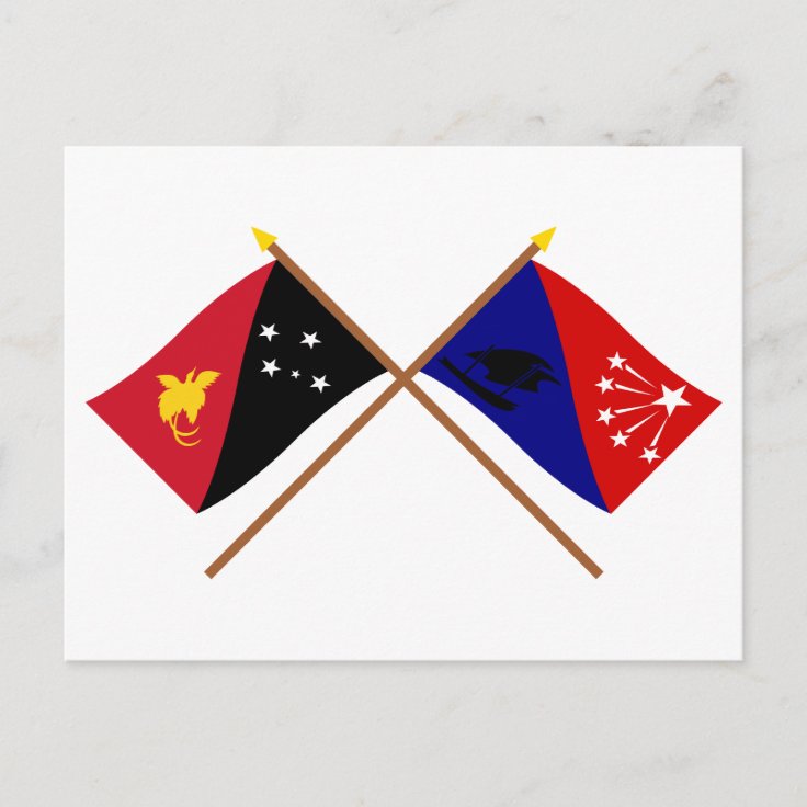 Crossed flags of PNG and Central Province Postcard | Zazzle