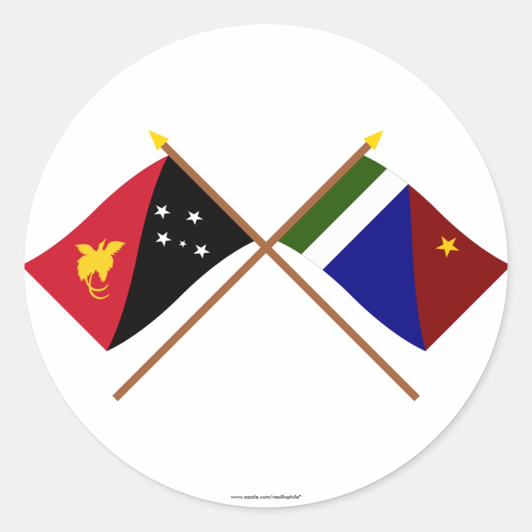Crossed flags of PNG and Milne Bay Province Classic Round Sticker | Zazzle