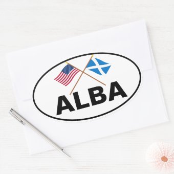 Crossed Flags of the USA and Scotland (Cross) Oval Sticker | Zazzle
