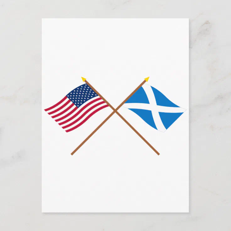 Crossed Flags of the USA and Scotland (Cross) Postcard | Zazzle