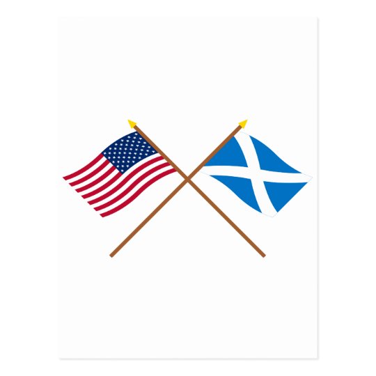 Crossed Flags of the USA and Scotland (Cross) Postcard | Zazzle.com