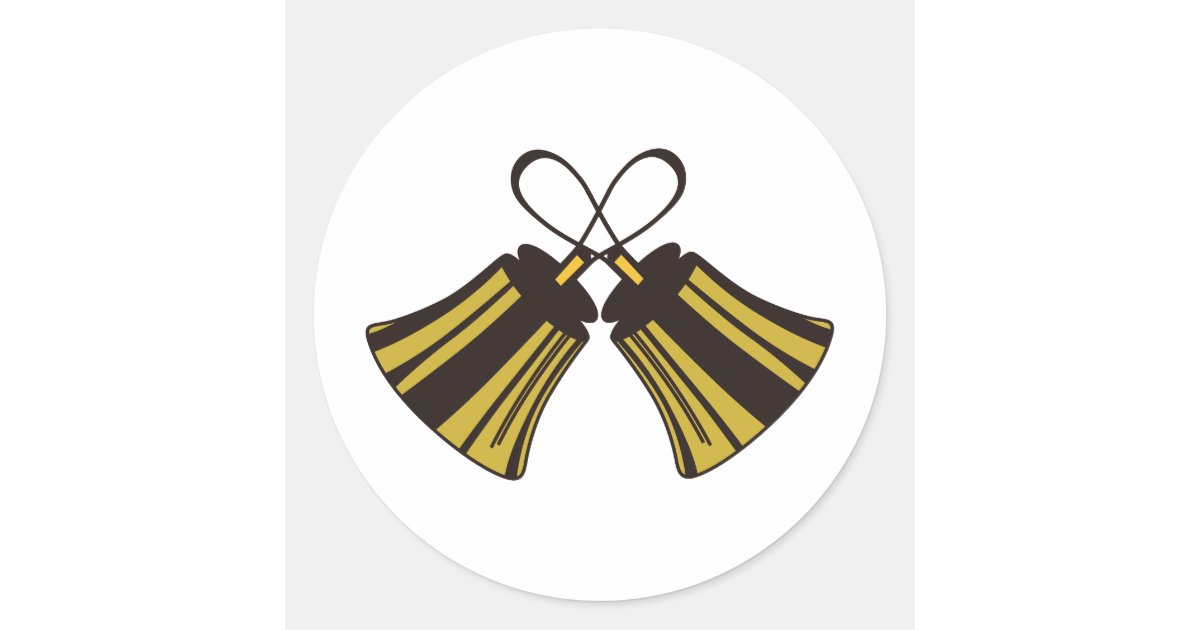 Crossed Handbells Classic Round Sticker | Zazzle