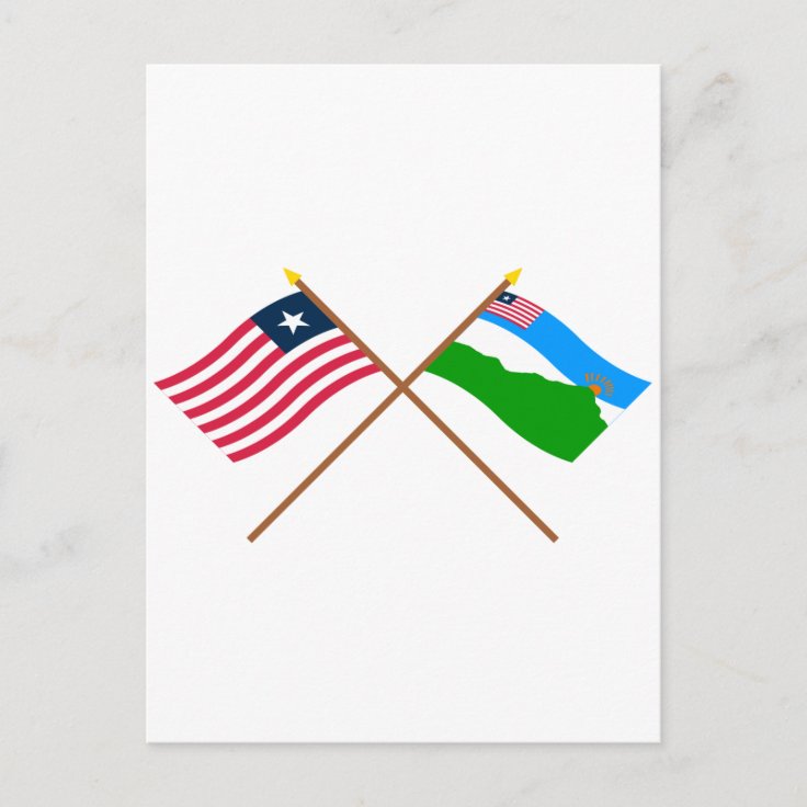 Crossed Liberia and Grand Gedeh County Flags Postcard | Zazzle