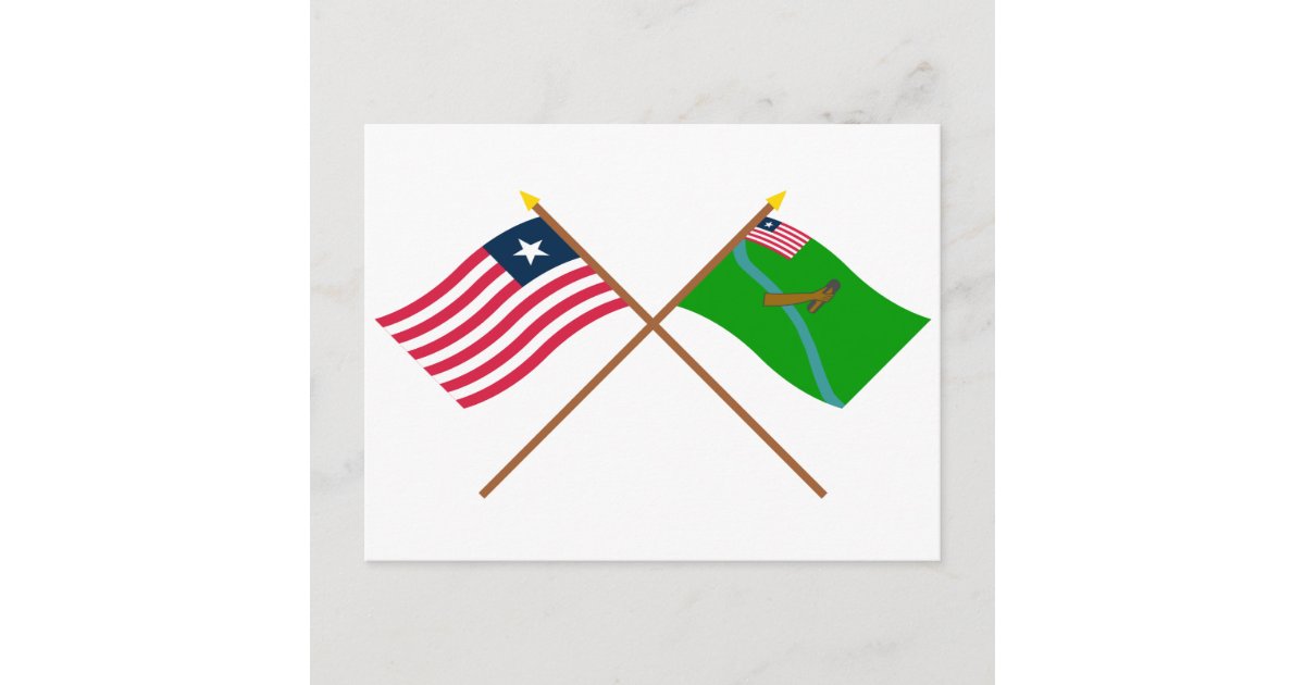 Crossed Liberia and Lofa County Flags Postcard | Zazzle