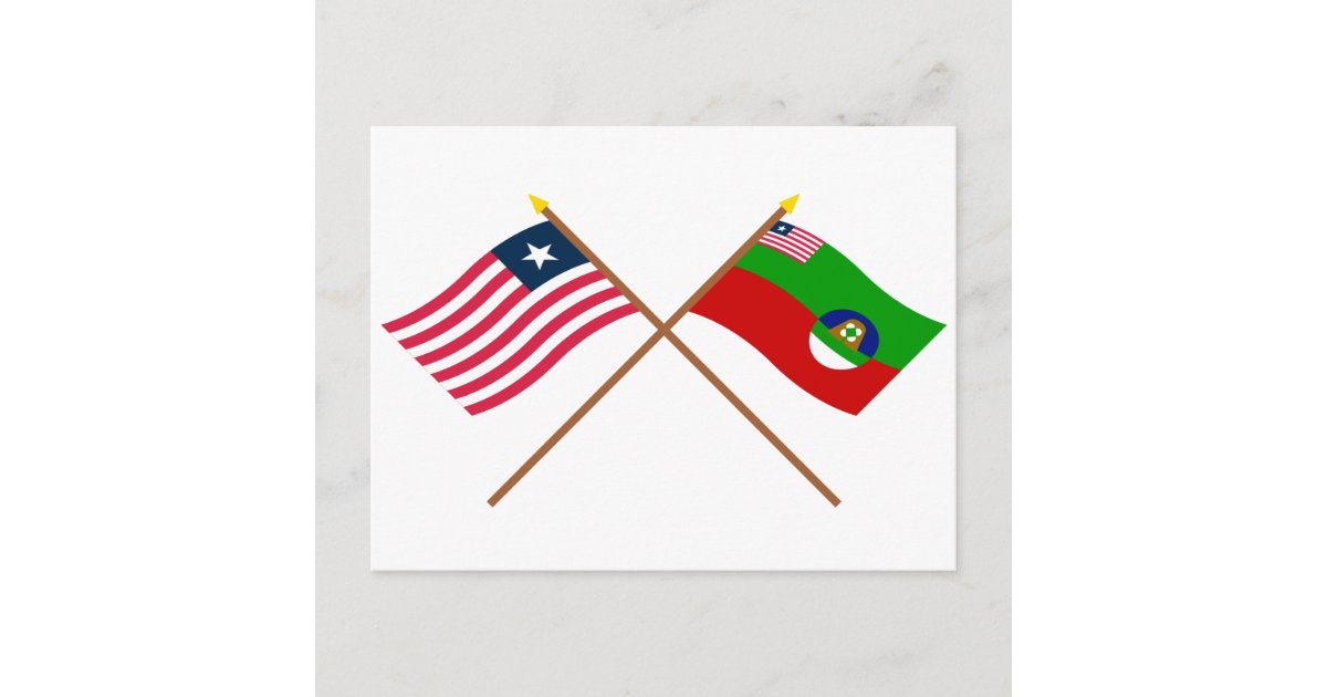 Crossed Liberia and Margibi County Flags Postcard | Zazzle