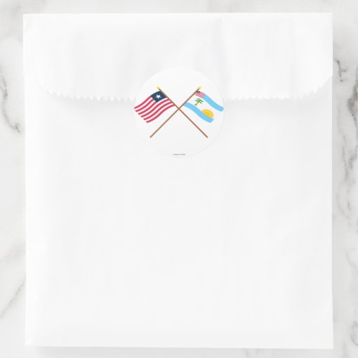 Crossed Liberia and River Cess County Flags Classic Round Sticker | Zazzle