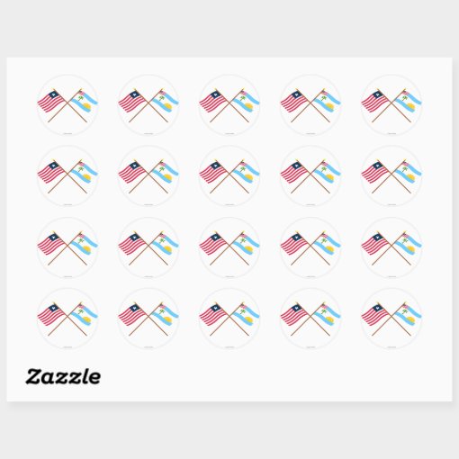 Crossed Liberia and River Cess County Flags Classic Round Sticker | Zazzle