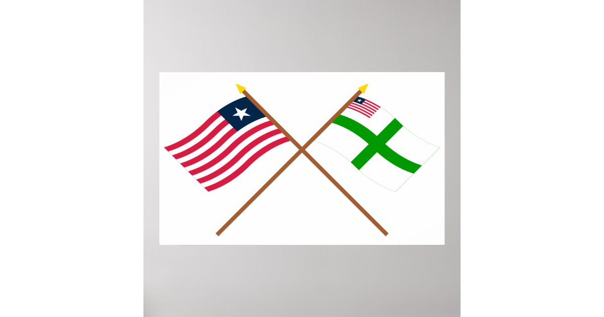 Crossed Liberia and Sinoe County Flags Poster | Zazzle