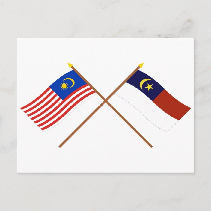 Crossed Malaysia and Malacca (Melaka) flags Postcard | Zazzle.com