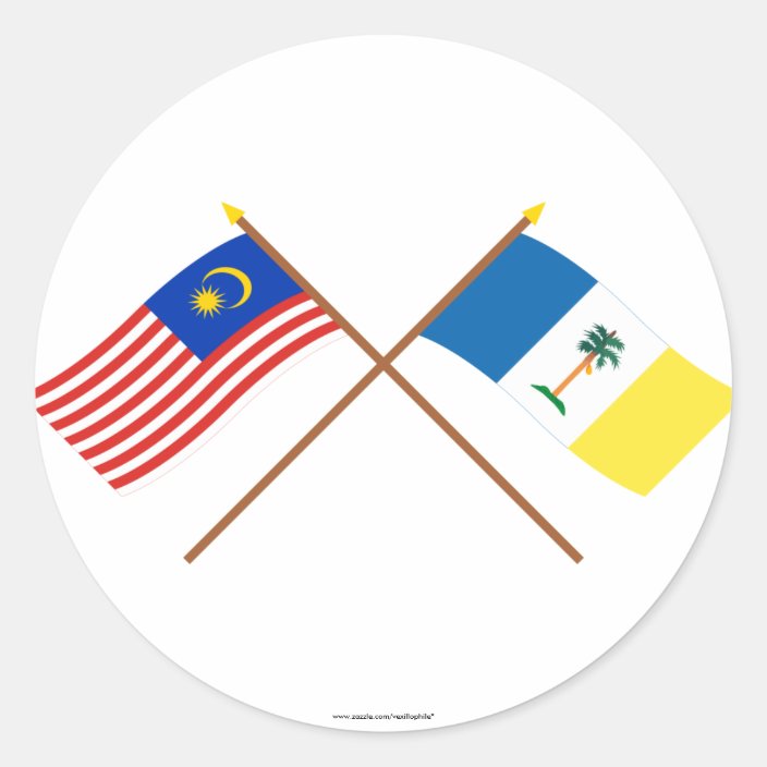 Crossed Malaysia and Penang flags Classic Round Sticker | Zazzle.com