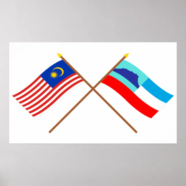 Crossed Malaysia and Sabah flags Poster | Zazzle