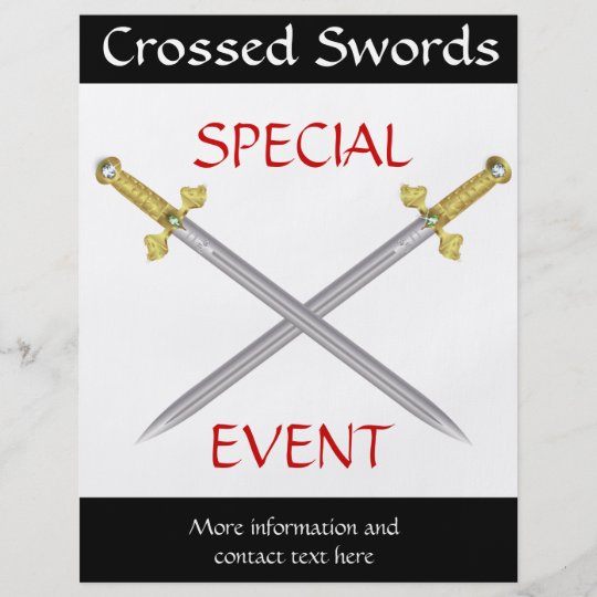 Crossed Medieval Swords Flyer Template | Zazzle.com