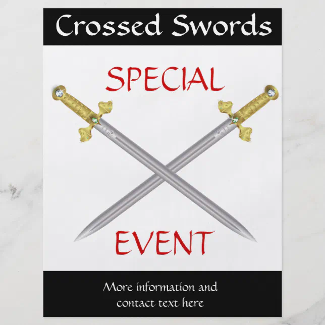 Crossed Medieval Swords Flyer Template | Zazzle