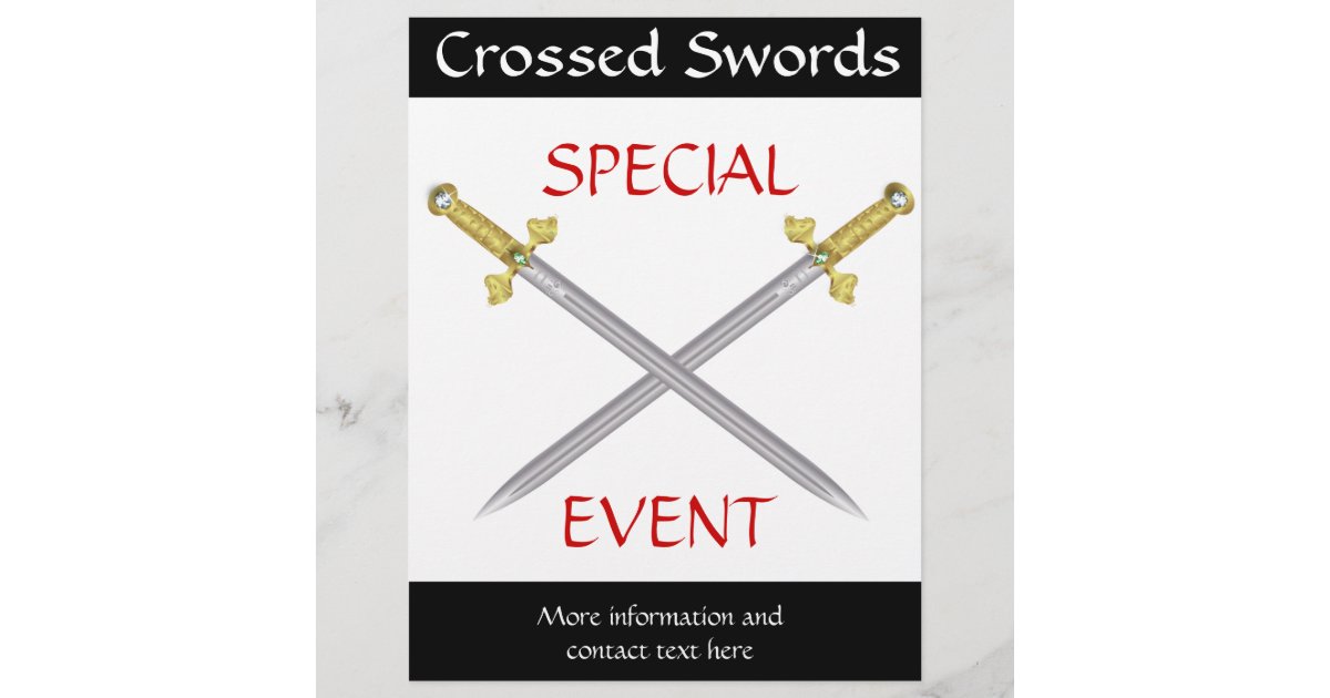 Crossed Medieval Swords Flyer Template | Zazzle
