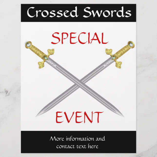 Crossed Medieval Swords Flyer Template | Zazzle
