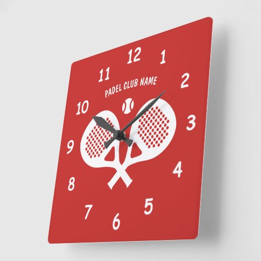 Crossed padel tennis rackets wall clock for club | Zazzle