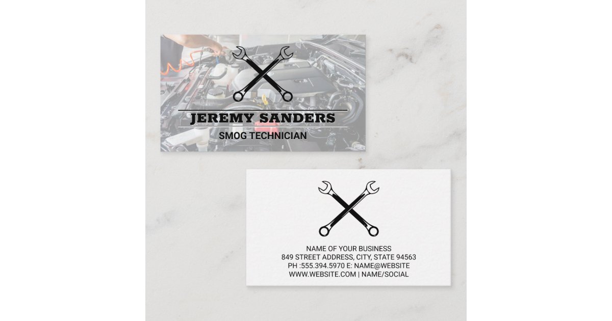 Crossed Wrenches Logo | Mechanic Business Card | Zazzle