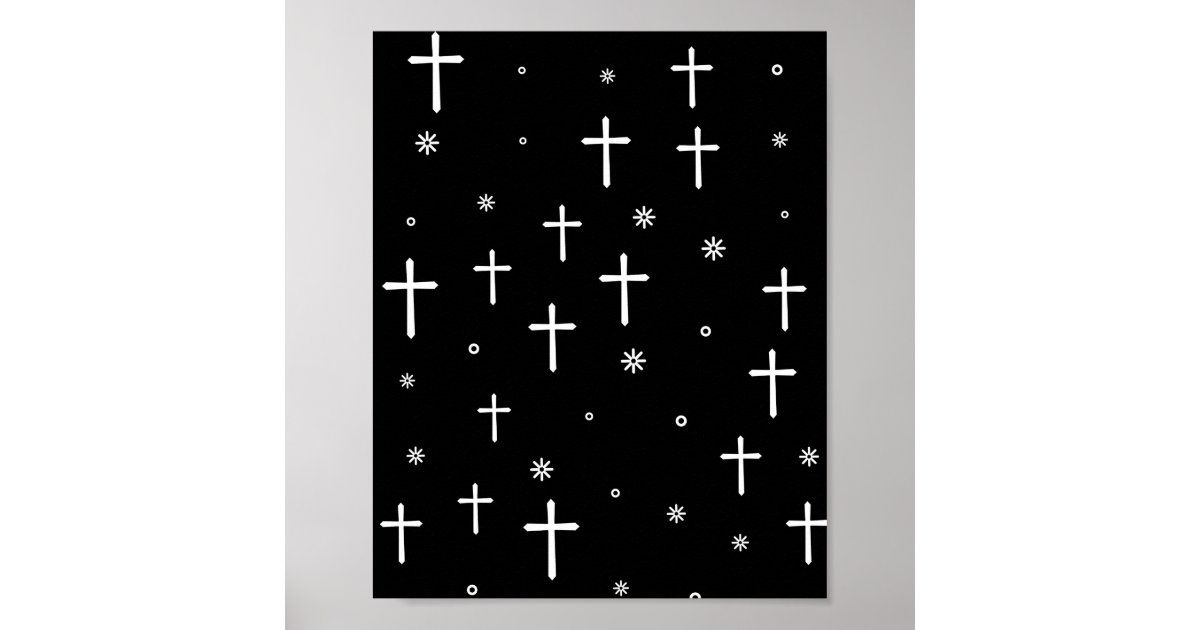 Crosses and Stars Pattern Poster | Zazzle