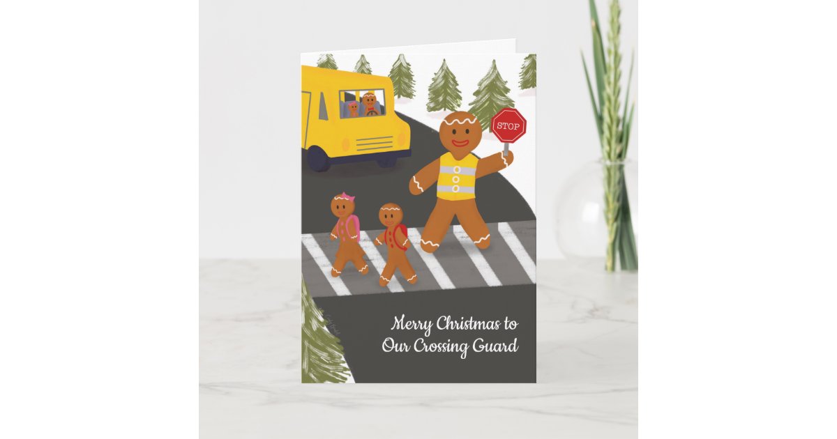 Crossing Guard Christmas Winter Thank You Card | Zazzle