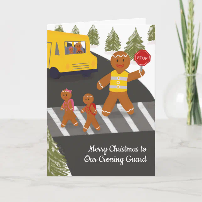 Crossing Guard Christmas Winter Thank You Card | Zazzle