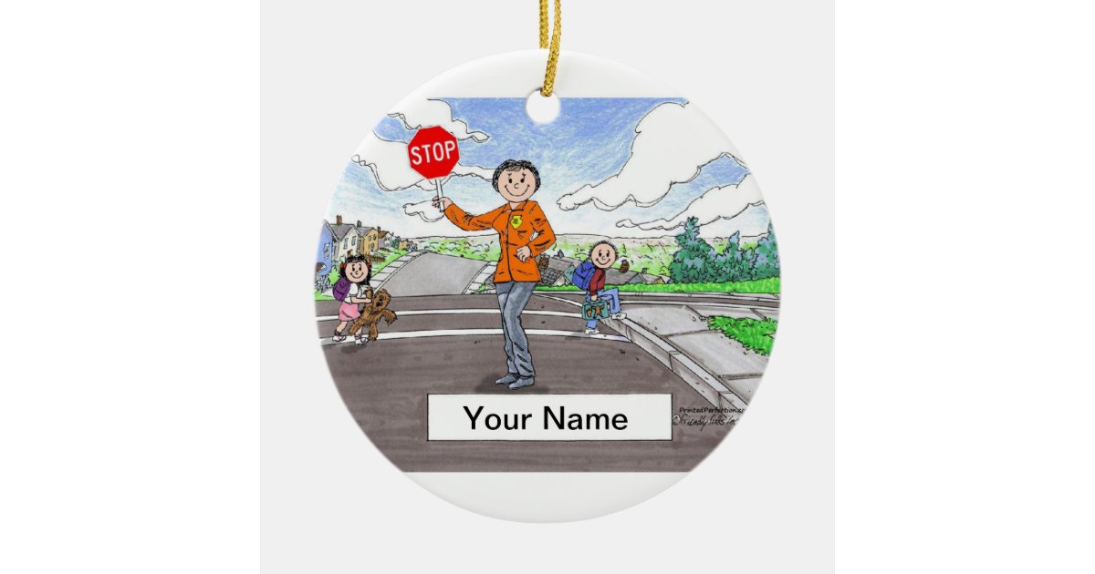 Crossing Guard - Female Ceramic Ornament | Zazzle
